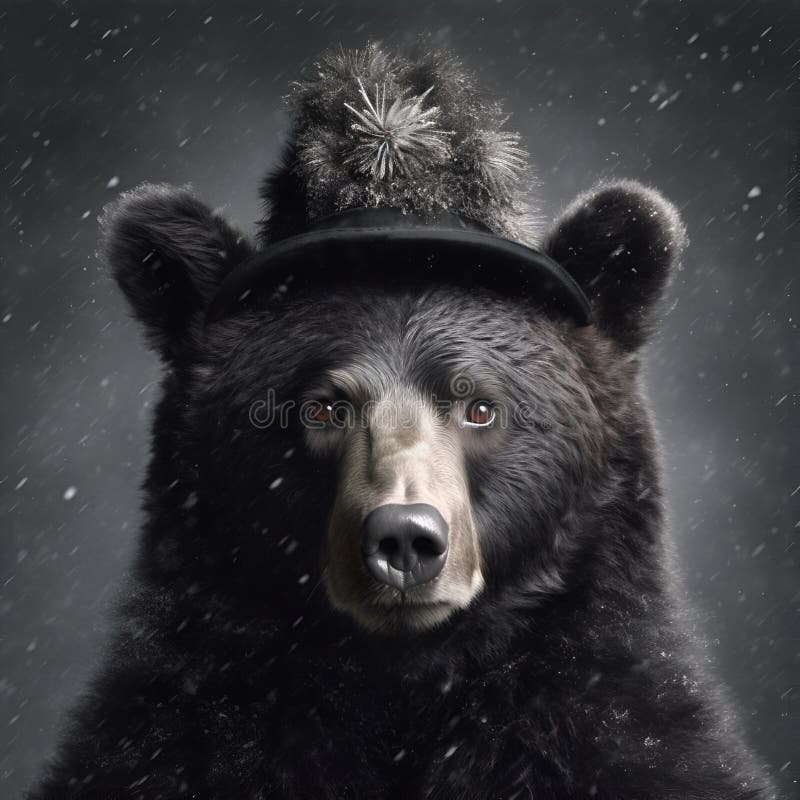 Bear with Hat, Close-up, Portrait. Generative AI. Stock Illustration ...