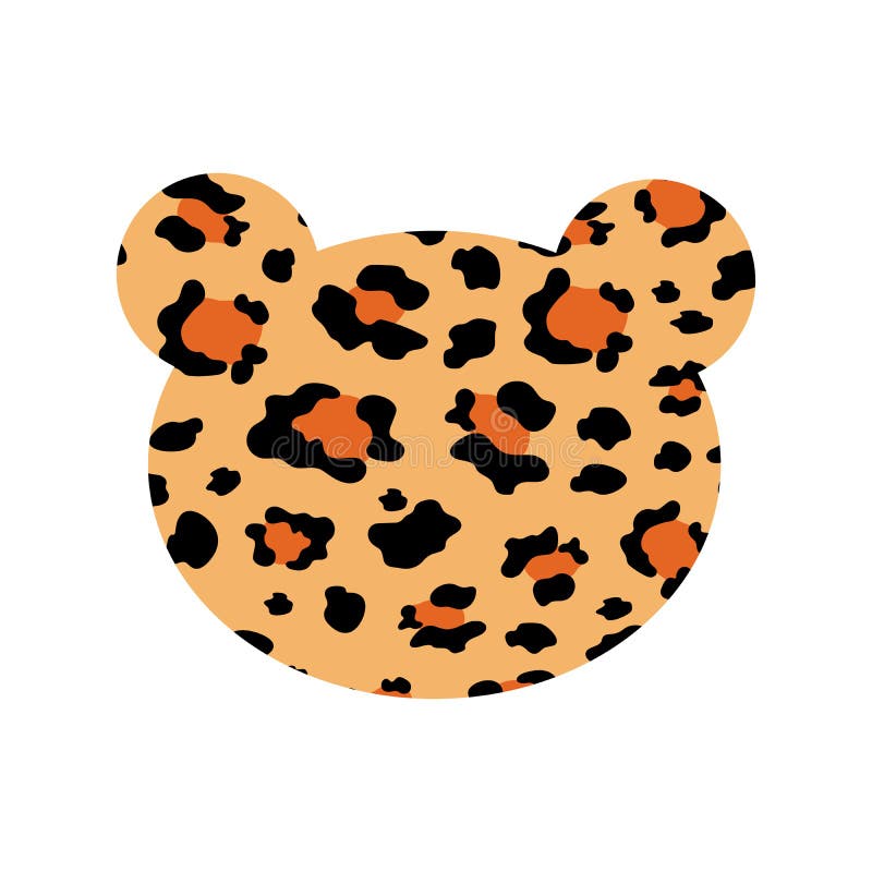 Spotted Bear Head with Ears on a White Background. Trendy Leopard Print ...