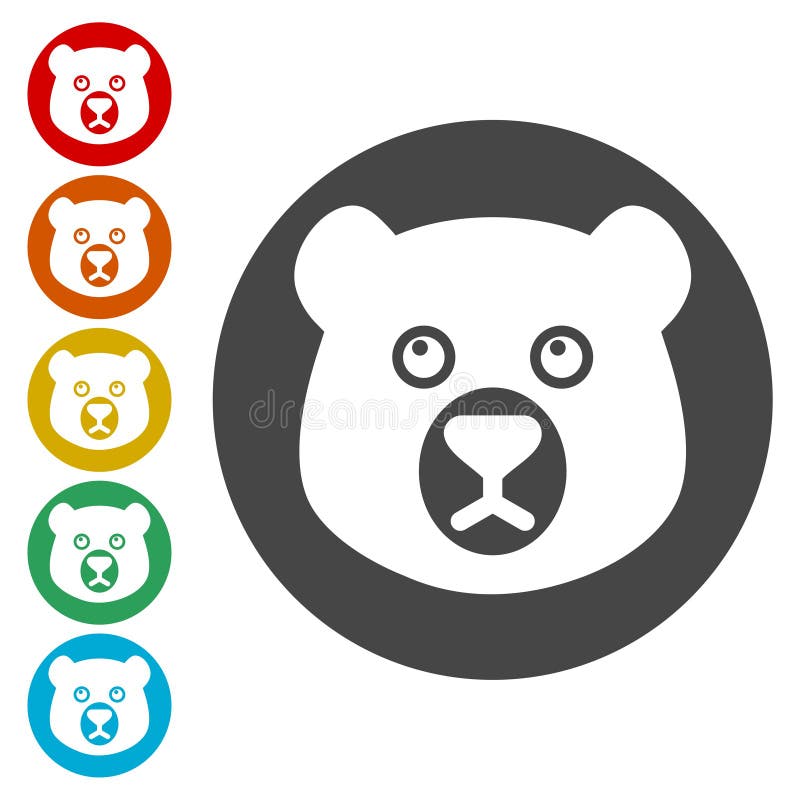 Bear Head Icons Set - Vector Illustration Stock Vector - Illustration ...