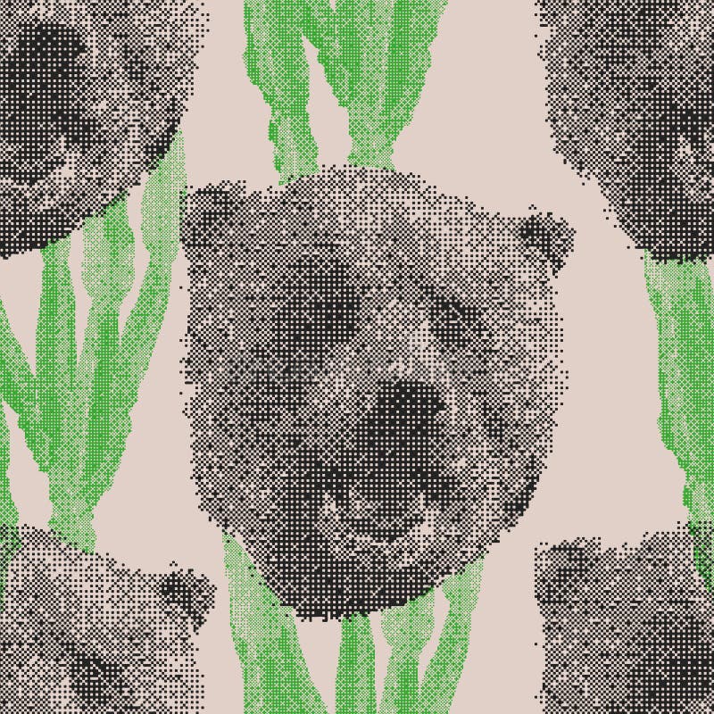 Bear Head Seamless Pattern. Bear Head Vector Illustration. Halftone ...