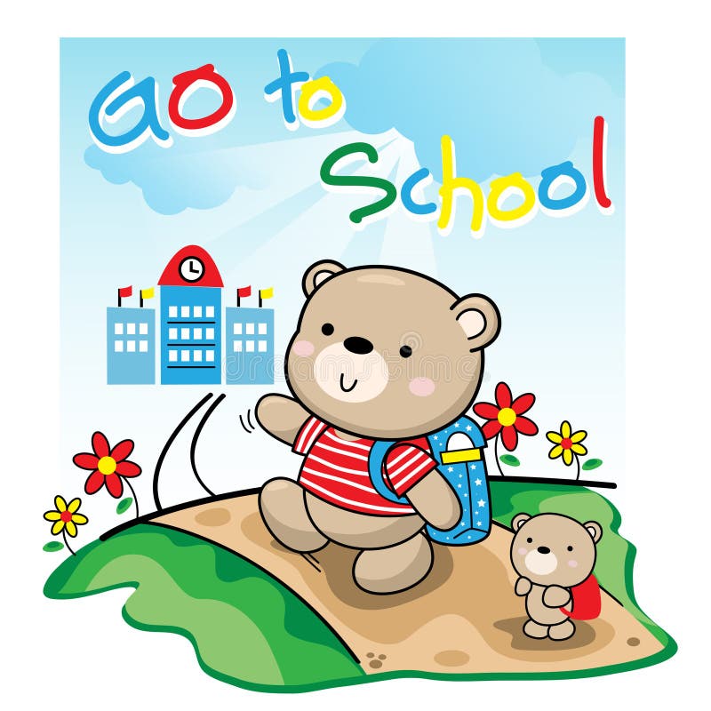Bear and His Brother Go To School. Stock Vector - Illustration of pupil ...