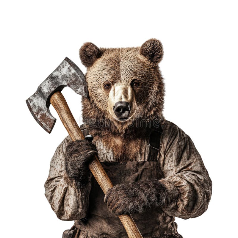 Bear Holding Axe As a Warrior on Transparent Background - Ai Generated ...