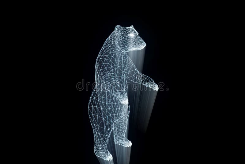 Bear in Hologram Wireframe Style. Nice 3D Rendering Stock Illustration ...