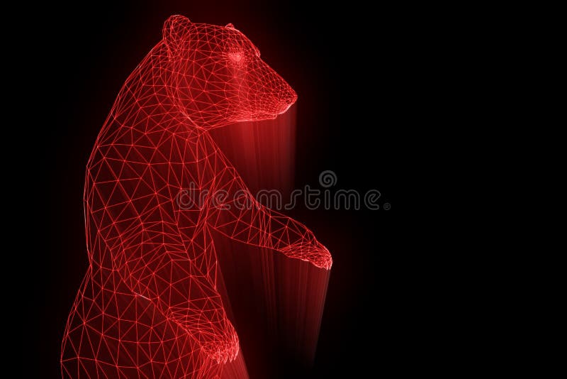 Bear in Hologram Wireframe Style. Nice 3D Rendering Stock Illustration ...