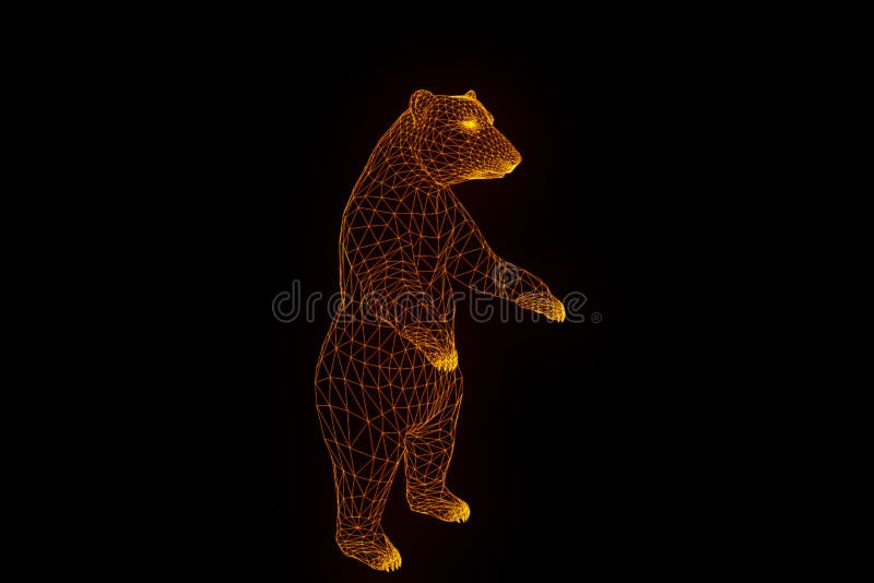 Bear in Hologram Wireframe Style. Nice 3D Rendering Stock Illustration ...