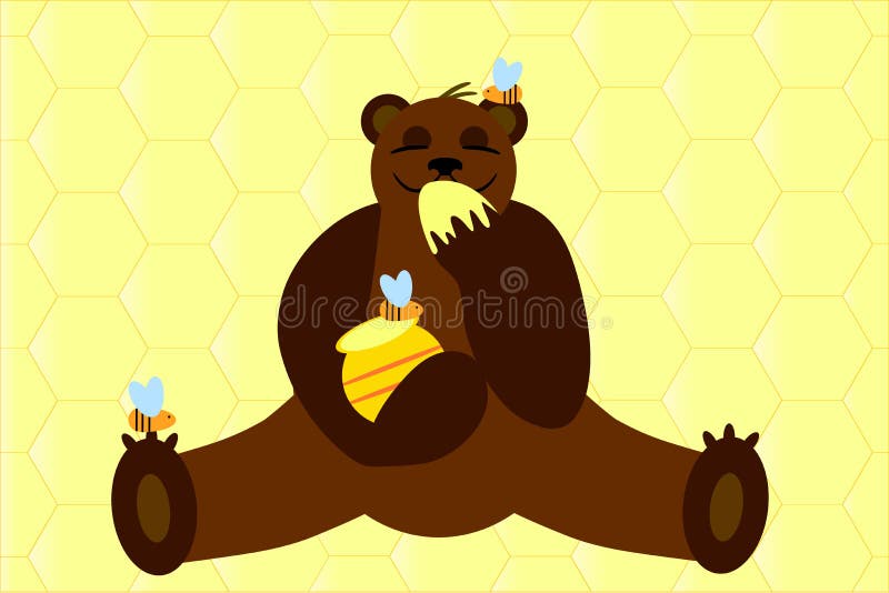 Bear with honey stock vector. Illustration of cute, lick - 62505228