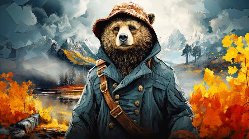 A Bear Hunter Wearing a Hat and Coat. Generative AI Stock Illustration ...