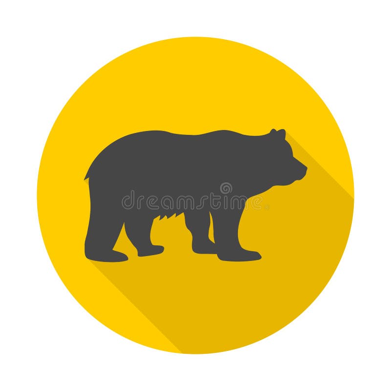Bear icon with long shadow stock vector. Illustration of cartoon - 83693775