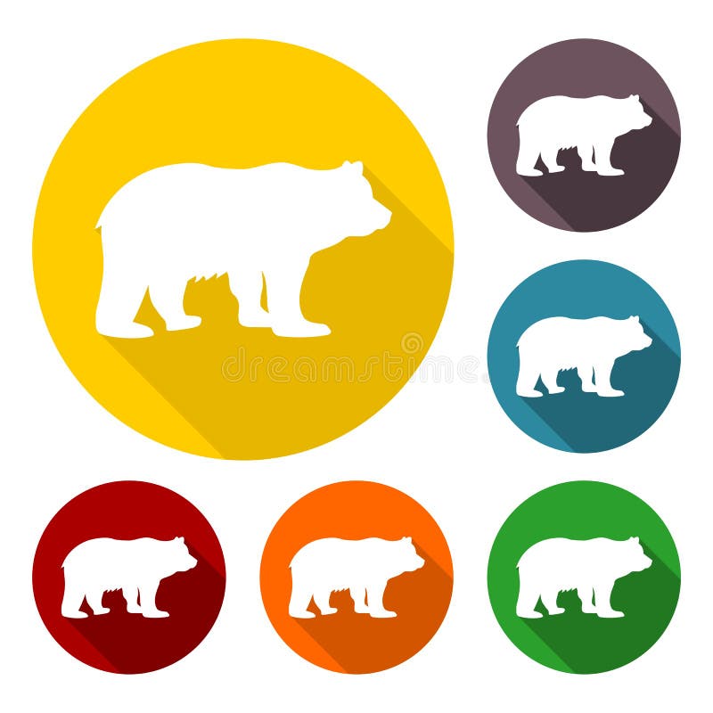 Bear icon with long shadow stock vector. Illustration of face - 83693811