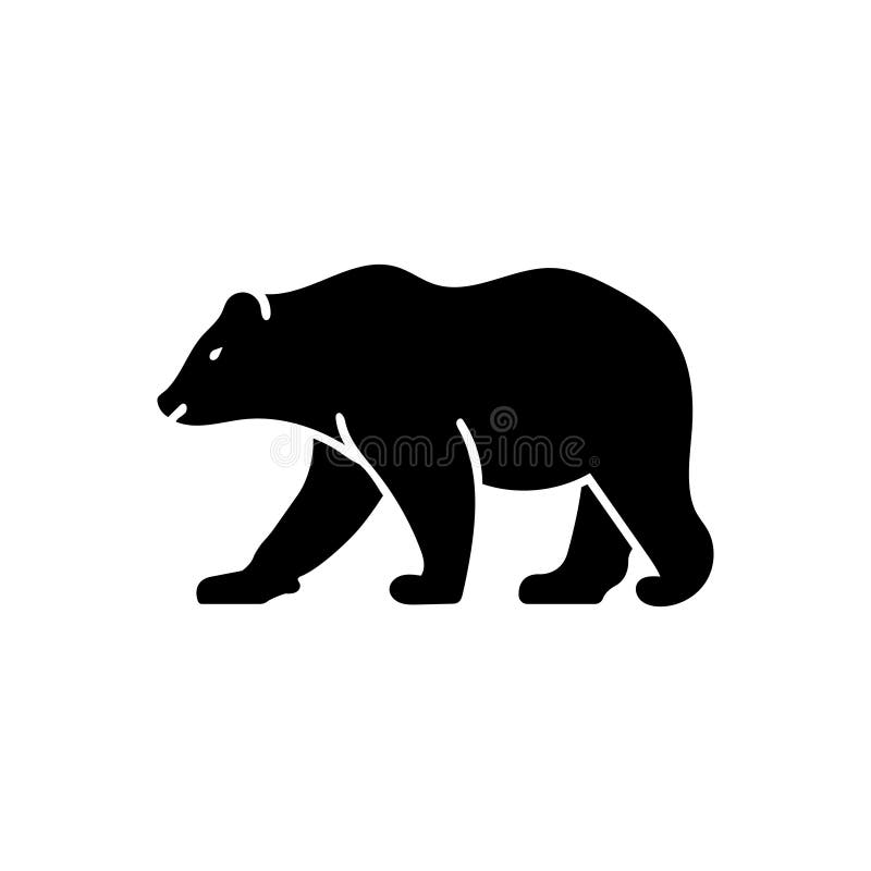Black Solid Icon for Bear, Omnivores and Badge Stock Vector ...