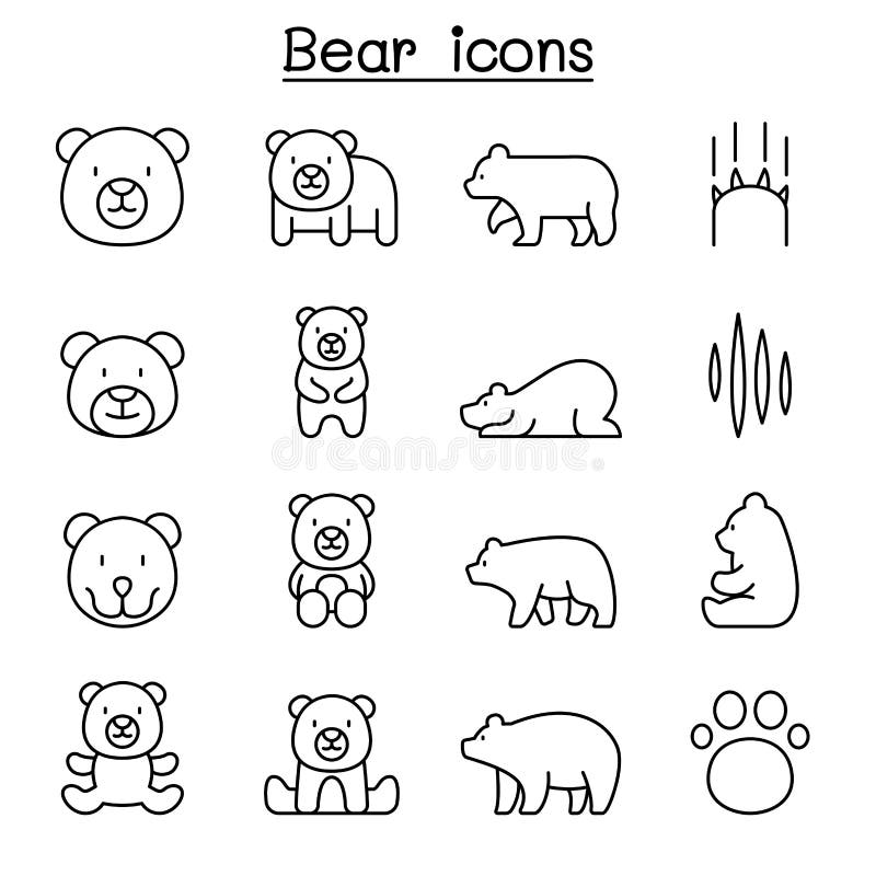 Line Drawing Bear Standing Stock Illustrations – 347 Line Drawing Bear ...