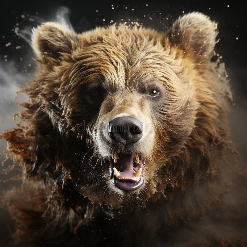 A Bear Image Created by Smoke Explosion Creates a Sense of Storm Stock ...