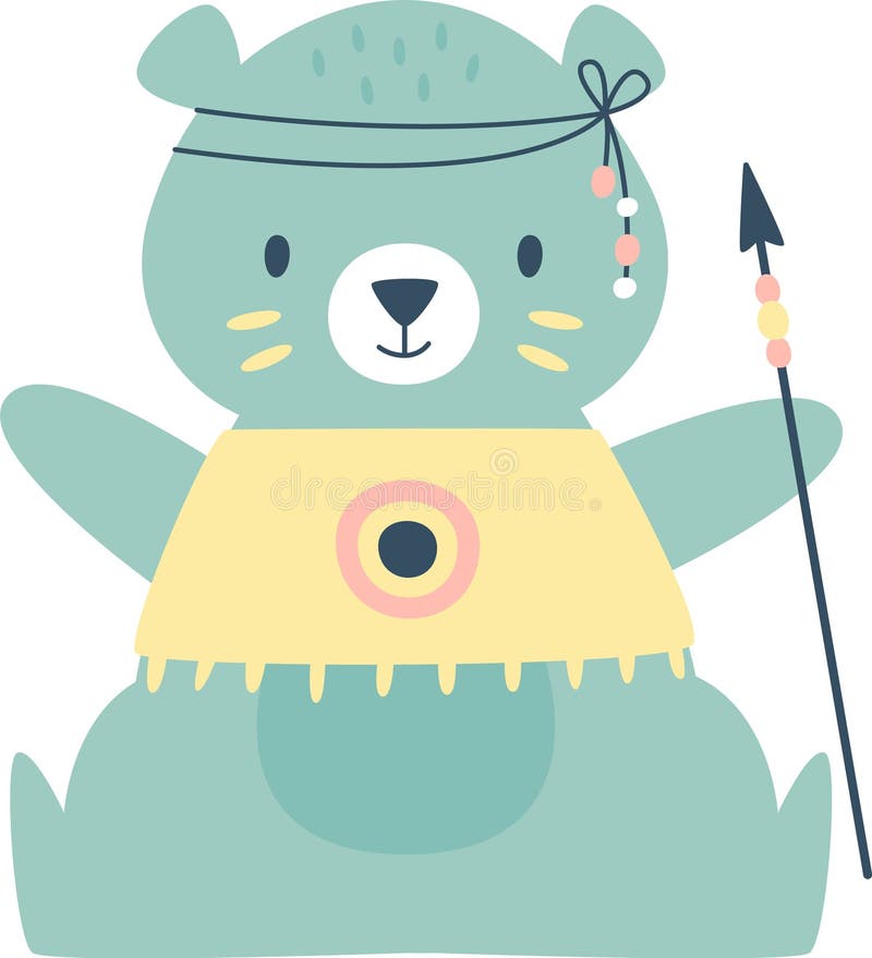 Bear with Indian Traditional Accessories Stock Vector - Illustration of ...