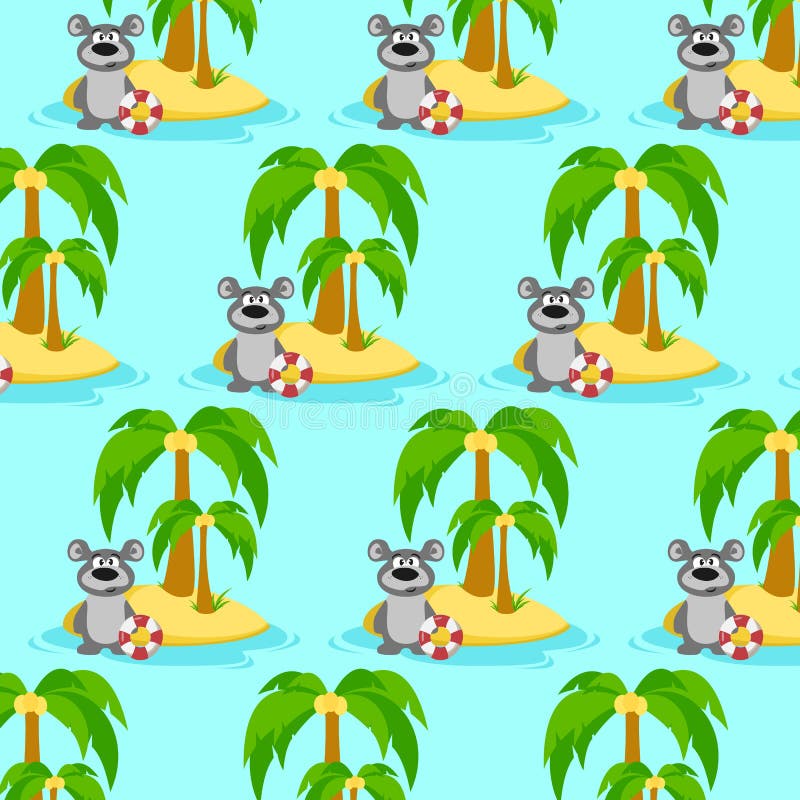 Bear on the Island. Seamless Pattern. Vector Illustration Stock Vector ...