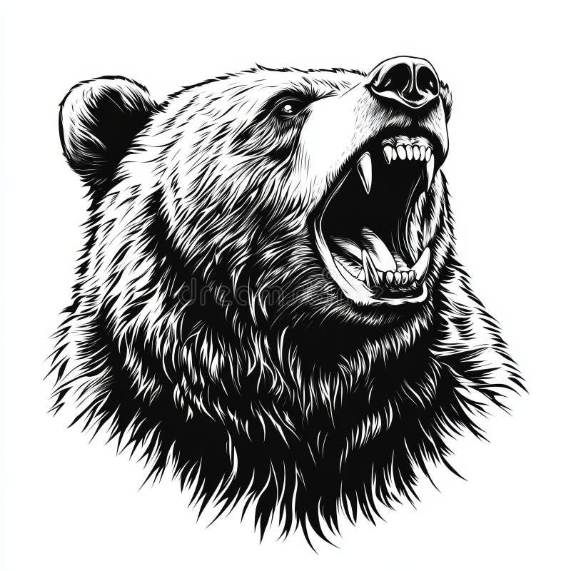 A Bear with Its Mouth Open and Teeth Bared Stock Illustration ...