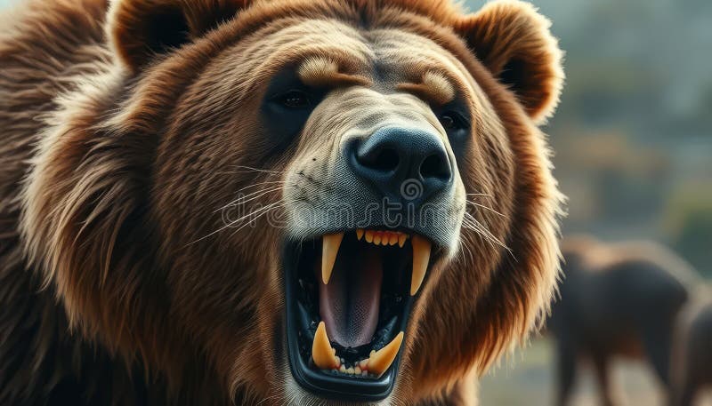 A Bear with Its Mouth Open and Teeth Bared, Looking Angry and Ready To ...