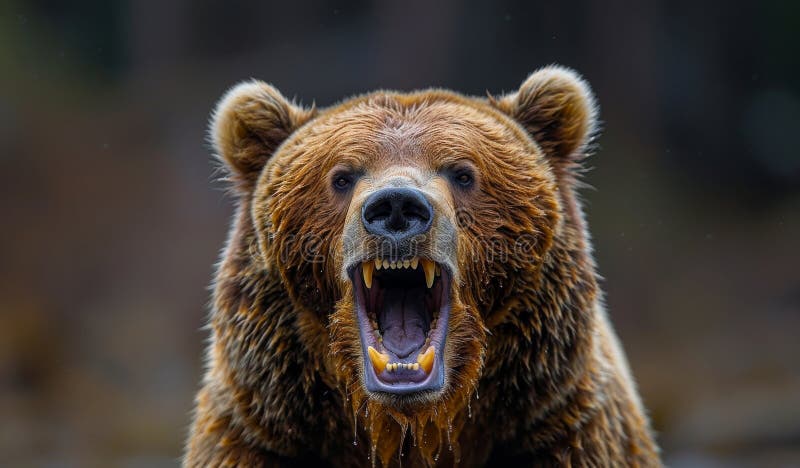 A Bear with Its Mouth Open and Teeth Bared, Looking Angry and Ready To ...