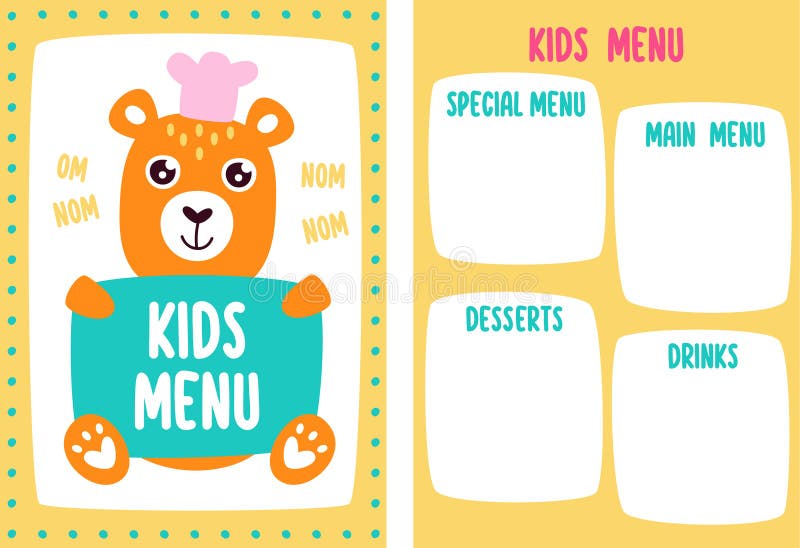 Bear Kids Menu Pattern stock vector. Illustration of cute - 319172782