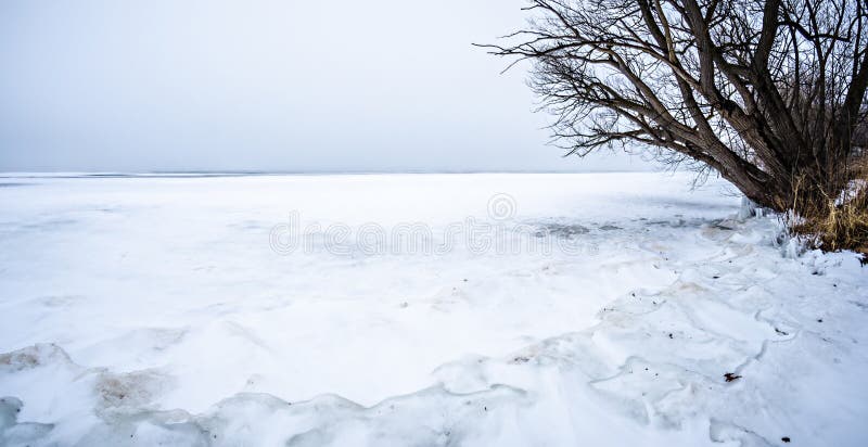 Bear Lake Michigan Frozen in Spring Month of March Stock Image - Image ...
