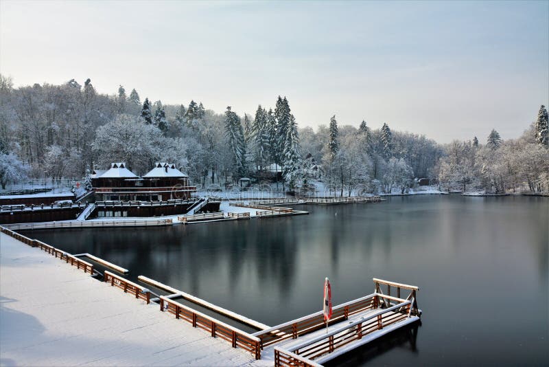 Bear Lake in the Winter in Sovata, Romania Stock Image - Image of ...