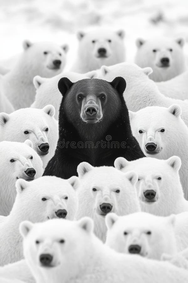 Bear Leading a Group of Polar Bears Stock Illustration - Illustration of leader, environment ...