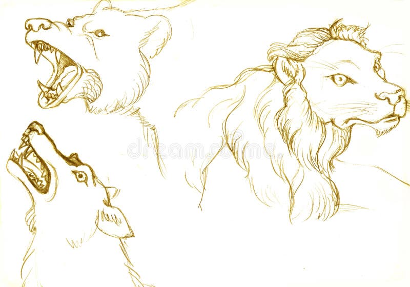 Lion Eating Man Drawing