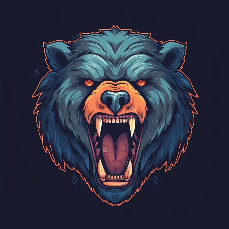 The Bear Logo in 2D Digital Illustration Stock Illustration ...