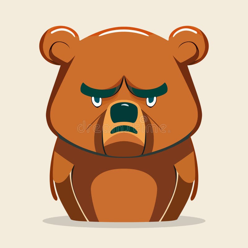 Bear Logo Design. Cartoon Sad Bear Isolated Stock Vector - Illustration ...