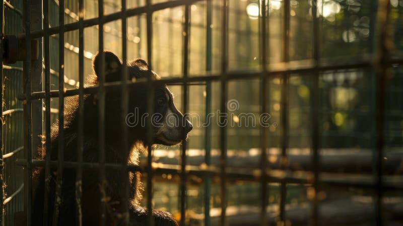 A Bear is Looking Out of a Cage Stock Photo - Image of wild, wildlife ...