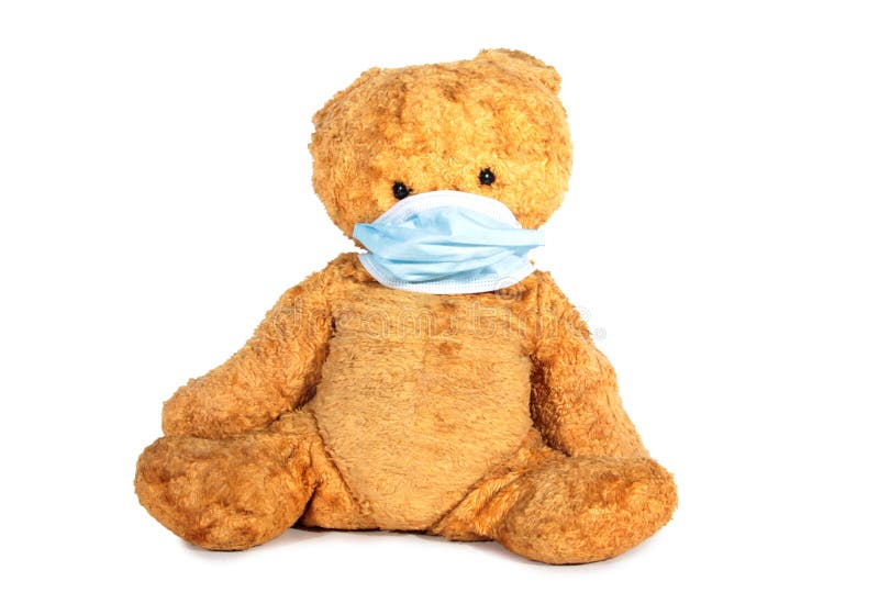 Bear in medical mask one stock photo. Image of teddy - 198416220