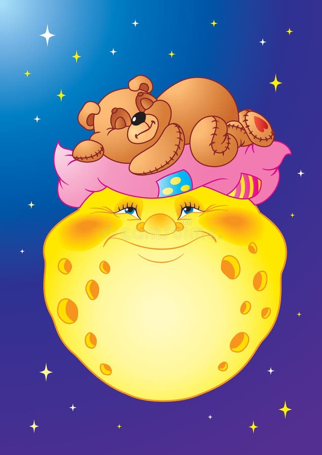 Bear on the moon cartoon stock vector. Illustration of astronomy - 28186025