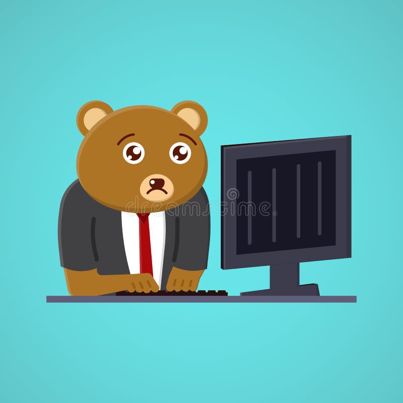 Bear Mouse Working Work Employee in Office Illustration Stock Vector ...