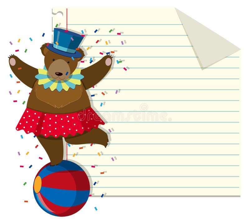 A bear on note template stock vector. Illustration of clip - 150948639