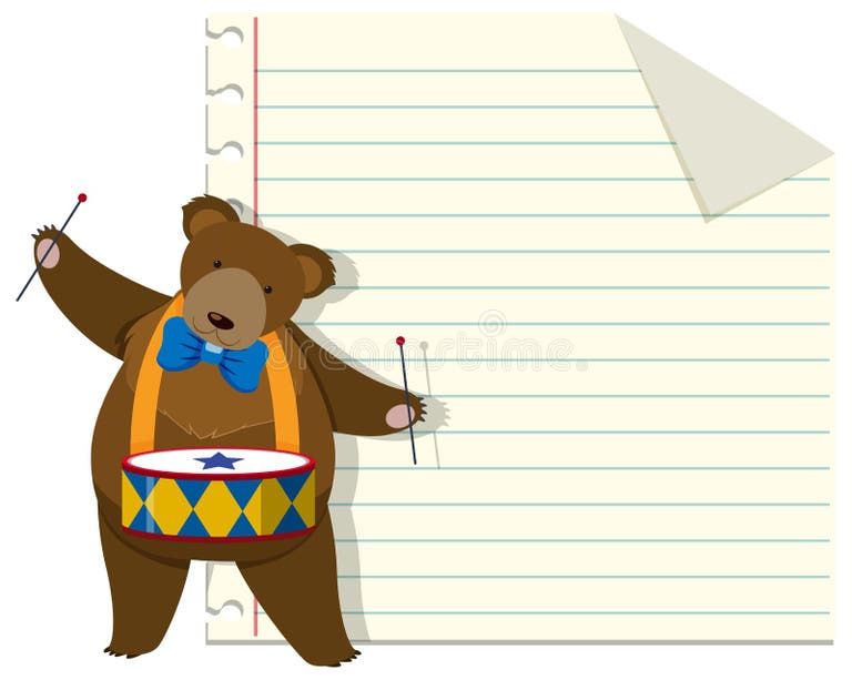 A bear on note template stock vector. Illustration of clip - 150948639