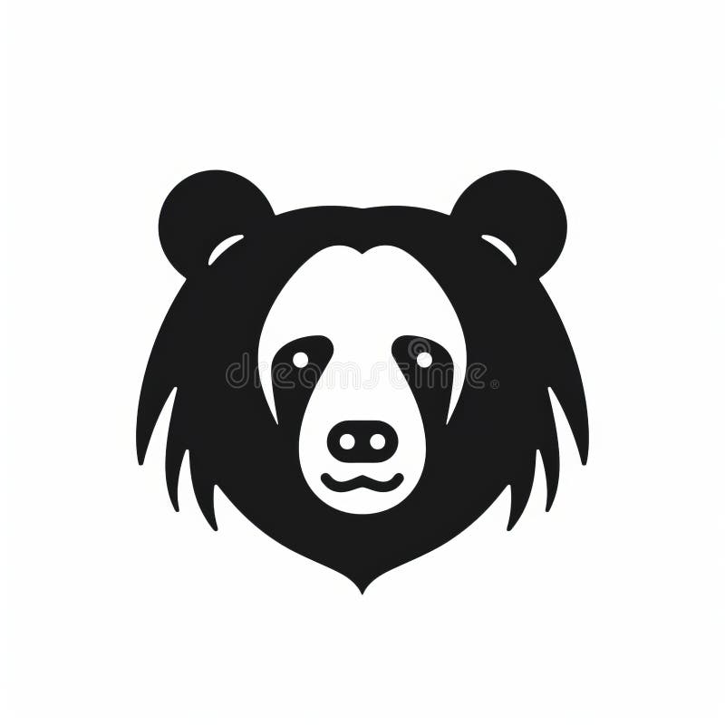 Bold Bear Illustration, Black and White Vector, Isolated on White ...