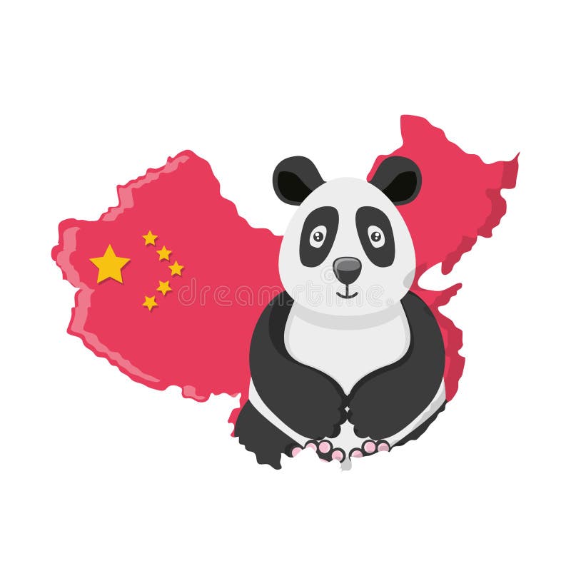 Bear Panda with Map Chinese Stock Illustration - Illustration of ...