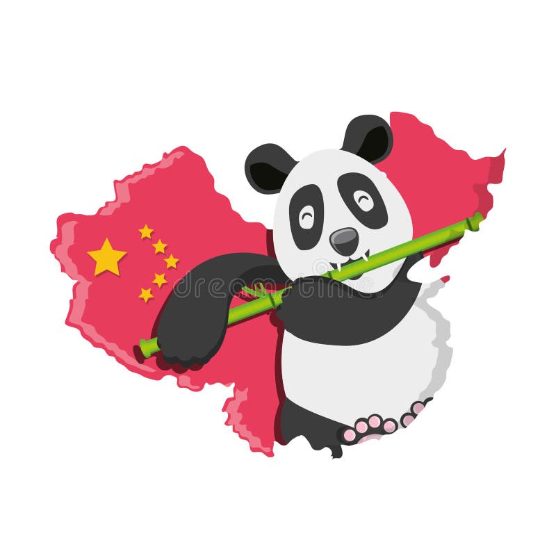 Bear Panda with Map Chinese Stock Illustration - Illustration of ...