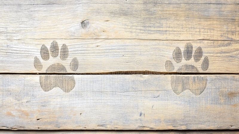 Bear Paw Prints on Rustic Wood Background, Nature Design Stock Photo ...