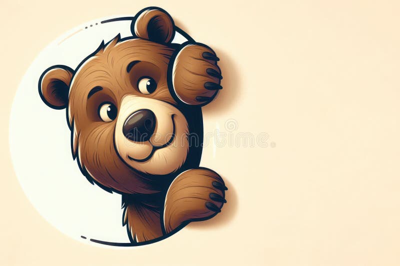 A Bear Peeking Around the Corner. Space for Text. Stock Illustration ...