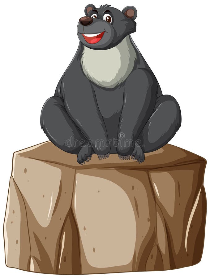 A Bear Perched Atop a Boulder Stock Vector - Illustration of graphic ...
