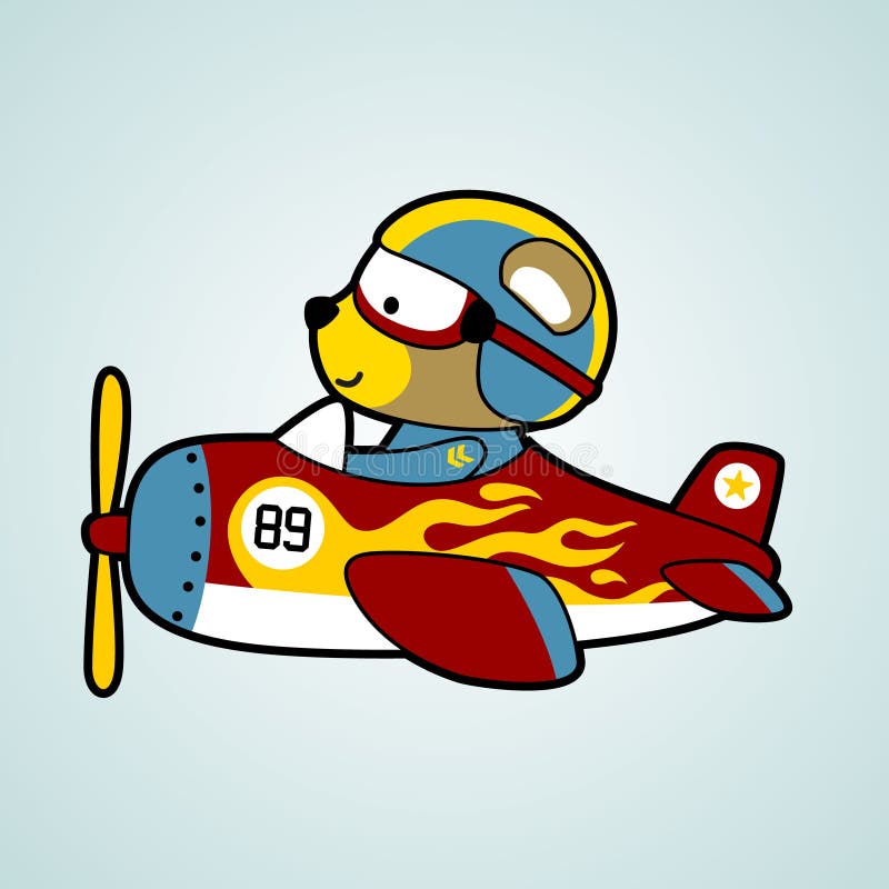 Bear pilot on red plane stock vector. Illustration of animal - 200587406