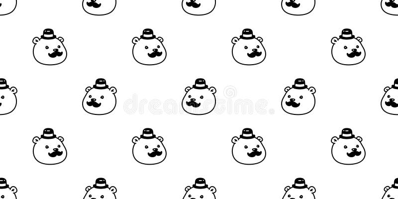 Bear Polar Seamless Pattern Mustache Beard Vector Pet Face Head Cartoon ...