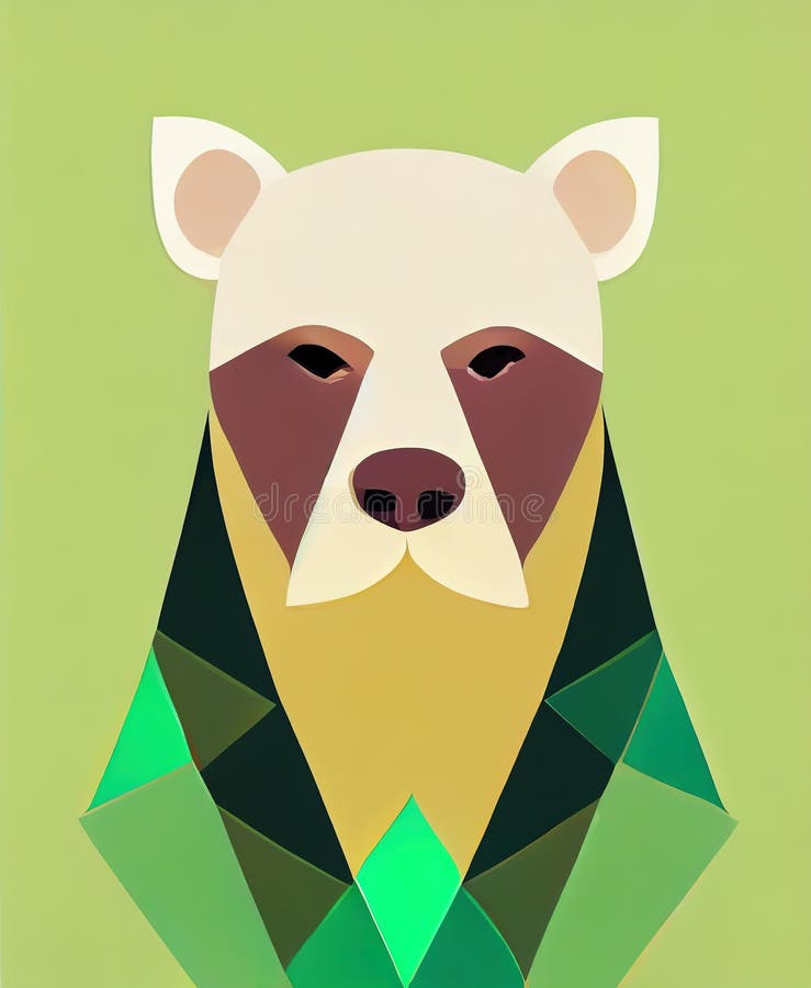 Bear Portrait in Low Art Style Flat Illustration. Stylized Bear ...