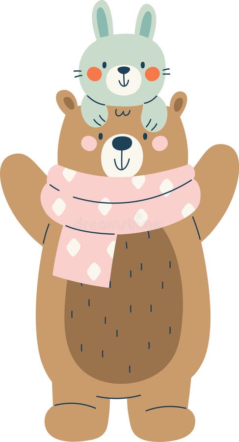 Bear and Rabbit Friends stock vector. Illustration of isolated - 297122251