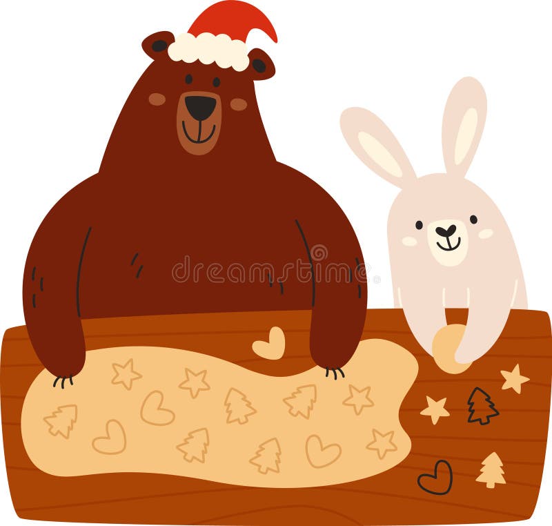 Bear and Rabbit Making Cookies Stock Vector - Illustration of cake ...