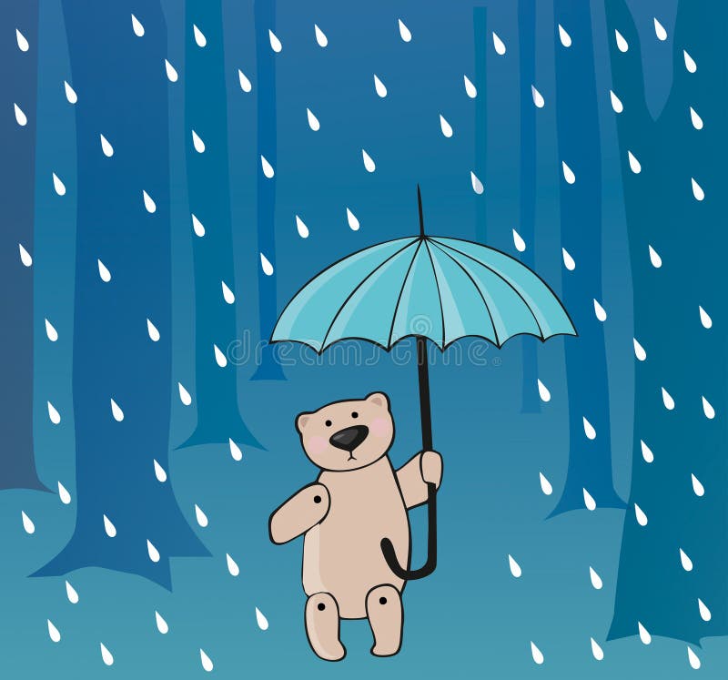 Bear in the rain stock illustration. Illustration of drawn - 21921534