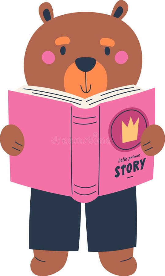 Bear Reading Book stock vector. Illustration of vector - 303792148