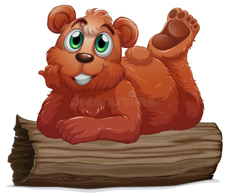 A Bear Resting Above the Log Stock Illustration - Illustration of feet ...