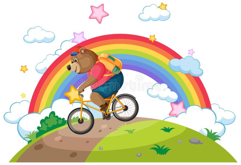 A bear rides a bike stock vector. Illustration of happiness - 347072523