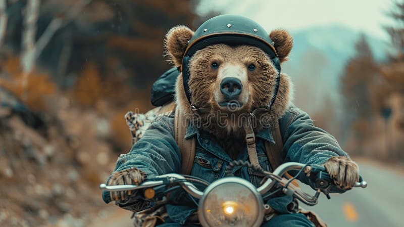 Bear Riding a Motorcycle stock illustration. Illustration of nature ...